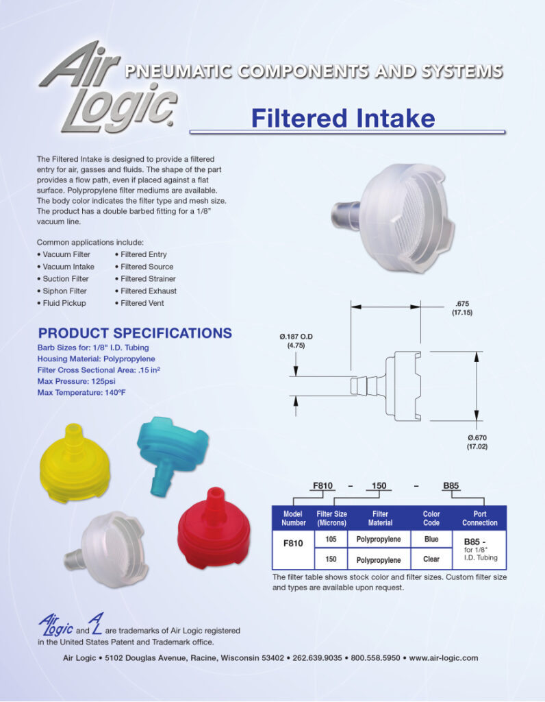 Filtered Intakes – Pneumatic Systems