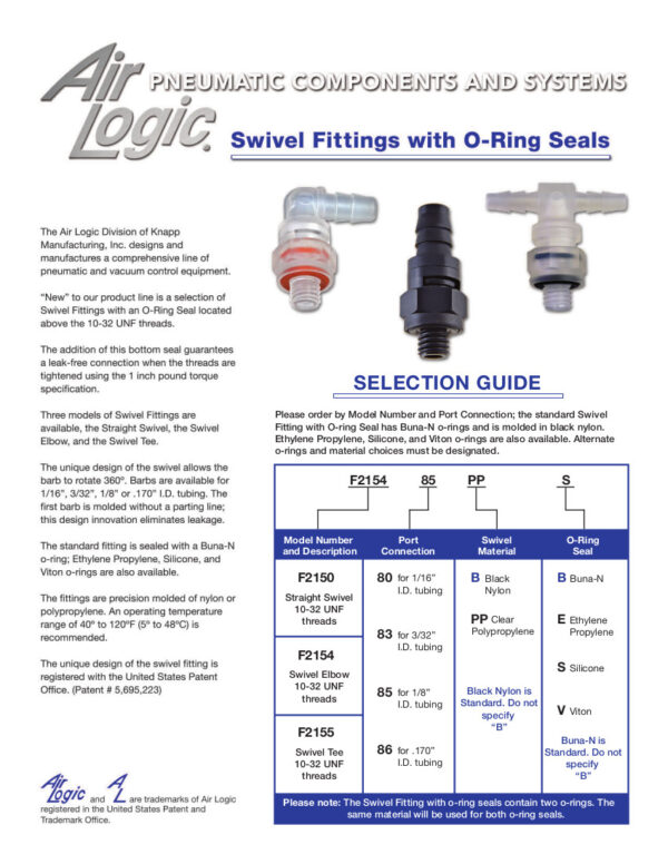 Captured O-Ring Swivel Elbow – Pneumatic Systems
